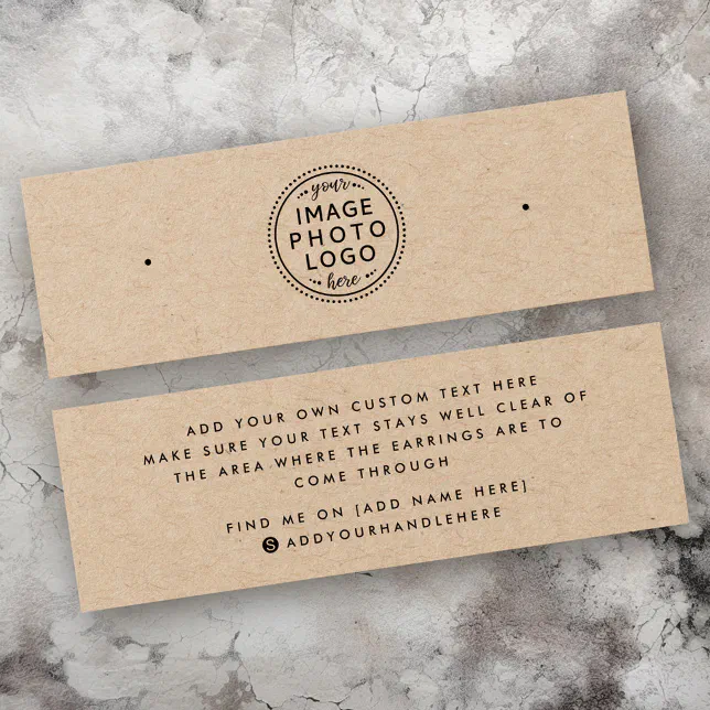 Kraft paper custom logo stud earring display card | Zazzle