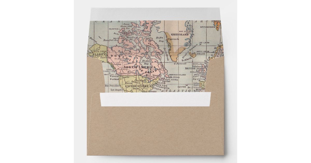 Kraft Paper Envelope Worldmap inside | Zazzle