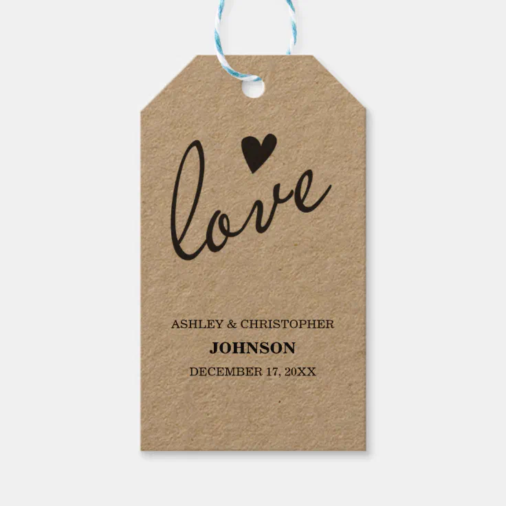 Kraft Paper Favor Tags - Love | Zazzle