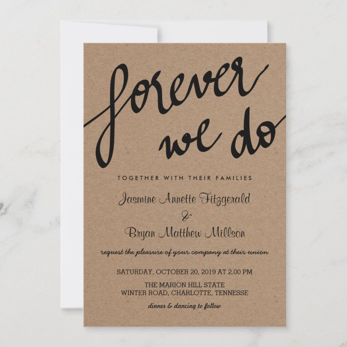 Kraft Paper Forever We Do Script Rustic Wedding Invitation | Zazzle.com