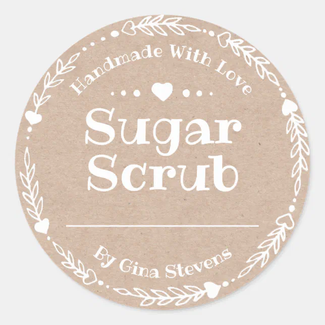 Kraft Paper Handmade Sugar Scrub Classic Round Sticker | Zazzle
