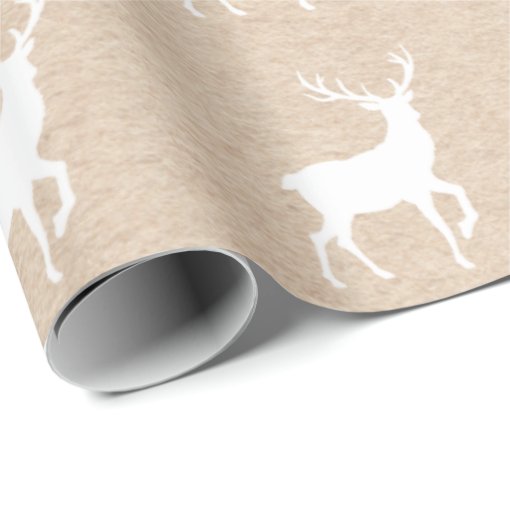 Kraft Paper Look and White Deer Stag with Antlers | Zazzle