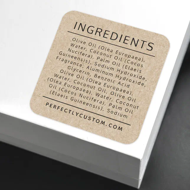 Kraft paper look ingredient list product label | Zazzle