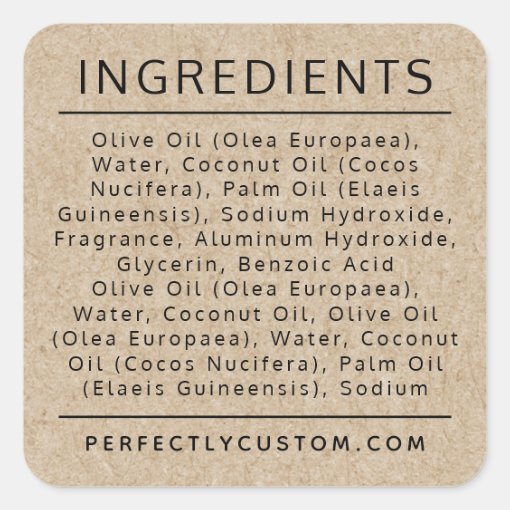 Kraft paper look ingredient list product label | Zazzle