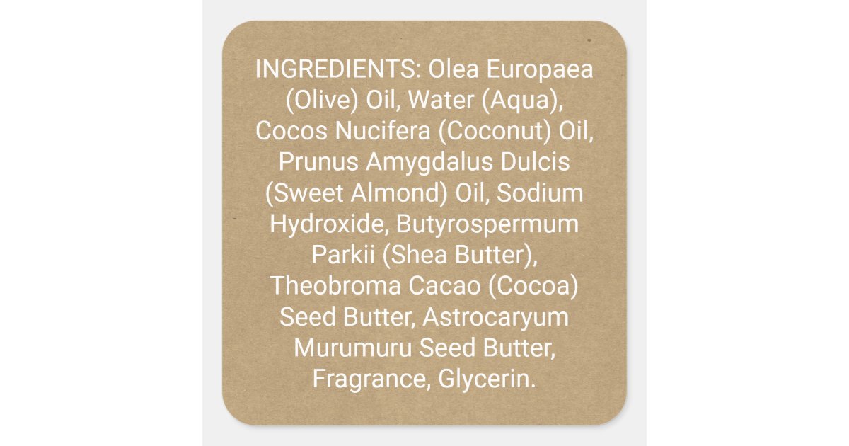 Kraft Paper Look Ingredient Listing Product Label | Zazzle