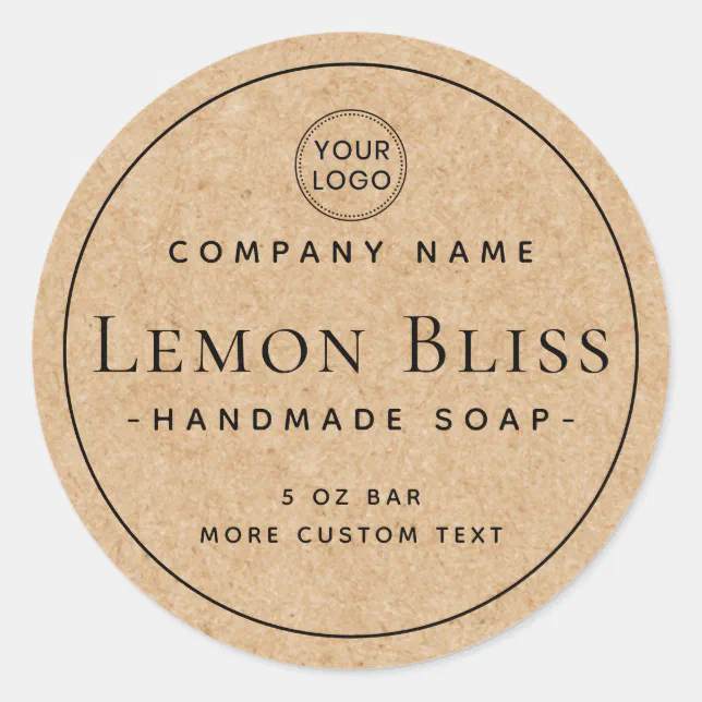 Kraft paper look round border product label | Zazzle