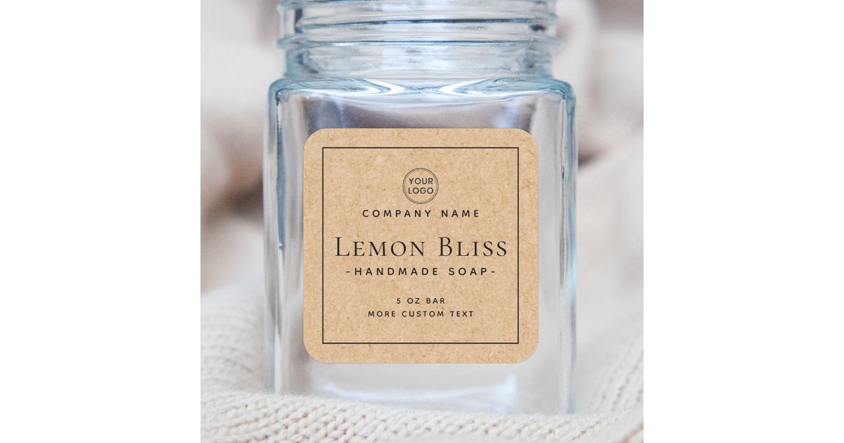 Kraft paper look square border product label | Zazzle