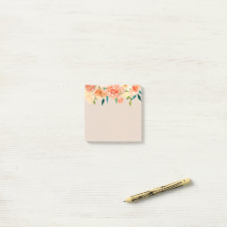 Kraft Paper Peach Florals Rustic Chic Post-it Notes | Zazzle