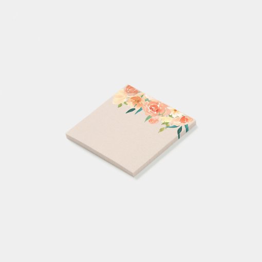 Kraft Paper Peach Florals Rustic Chic Post-it Notes | Zazzle