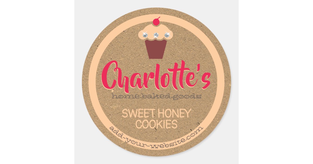 Kraft Paper Peach Red Cupcake Cute Baking Label | Zazzle
