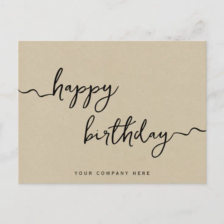 Kraft Paper Professional Happy Birthday Postcard | Zazzle