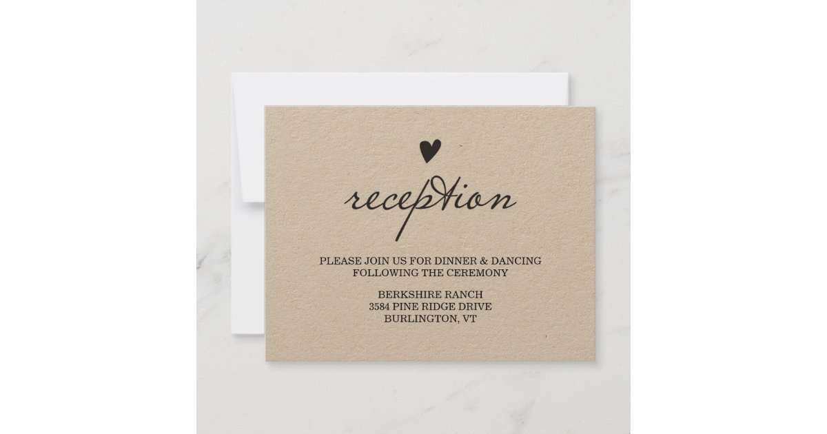Kraft Paper Reception Card | Zazzle