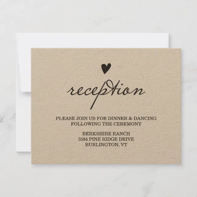 Kraft Paper Reception Card | Zazzle