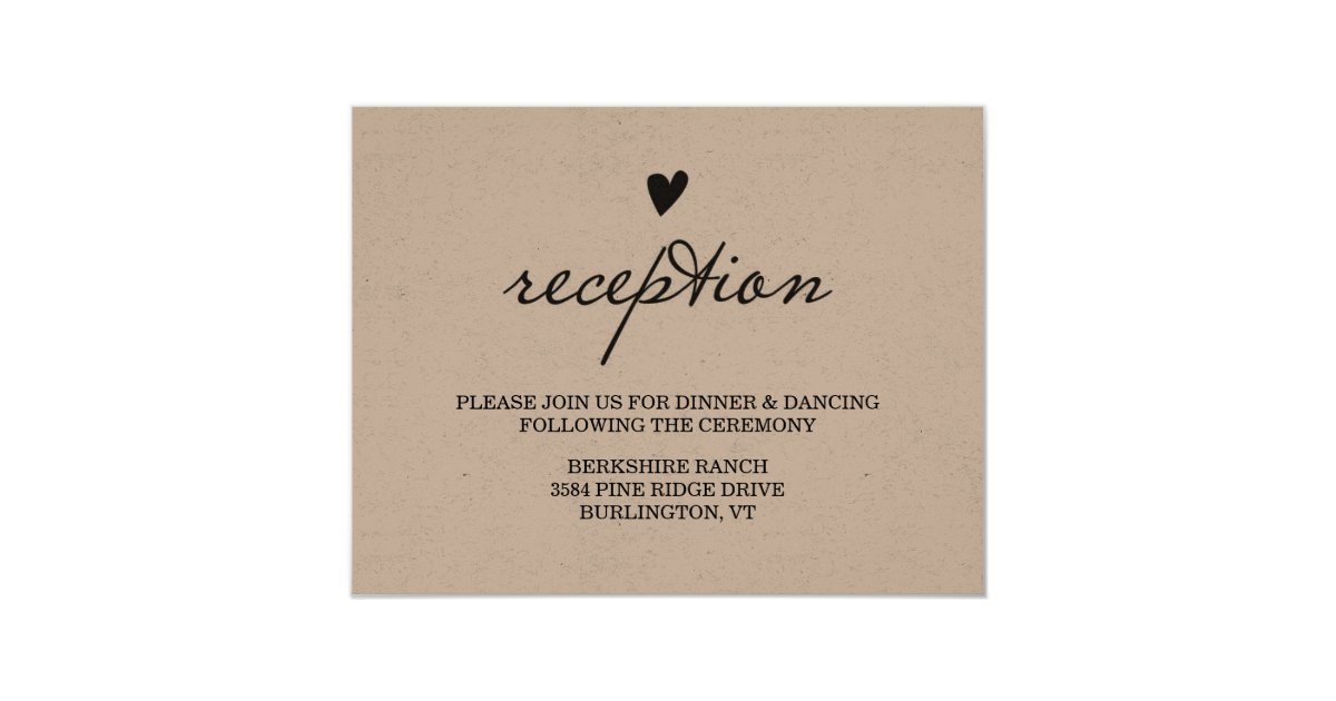 Kraft Paper Reception Card | Zazzle.com