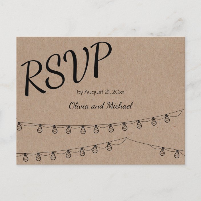 Kraft paper RSVP Postcard for wedding | Zazzle.com