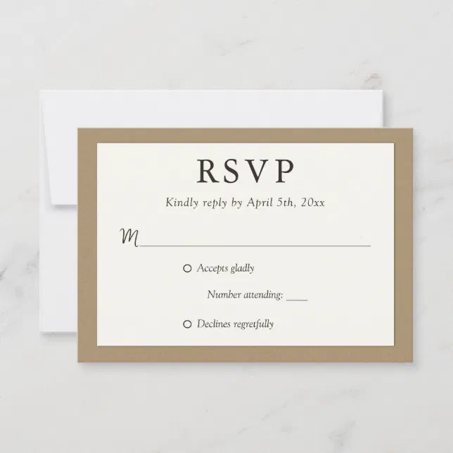 Kraft Paper Rustic Wedding RSVP Cards | Zazzle
