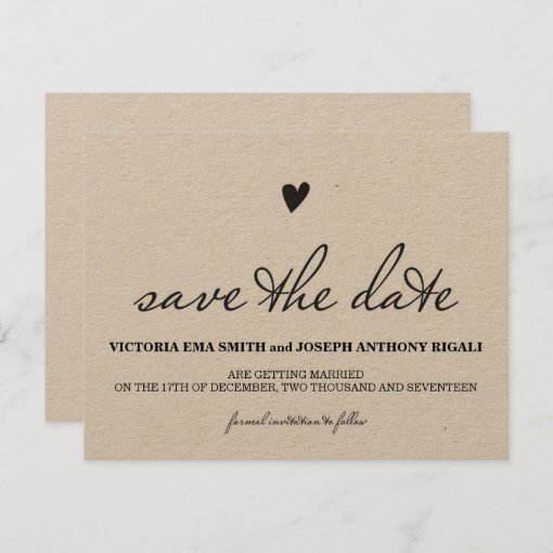 Kraft Paper Save The Date Card | Zazzle