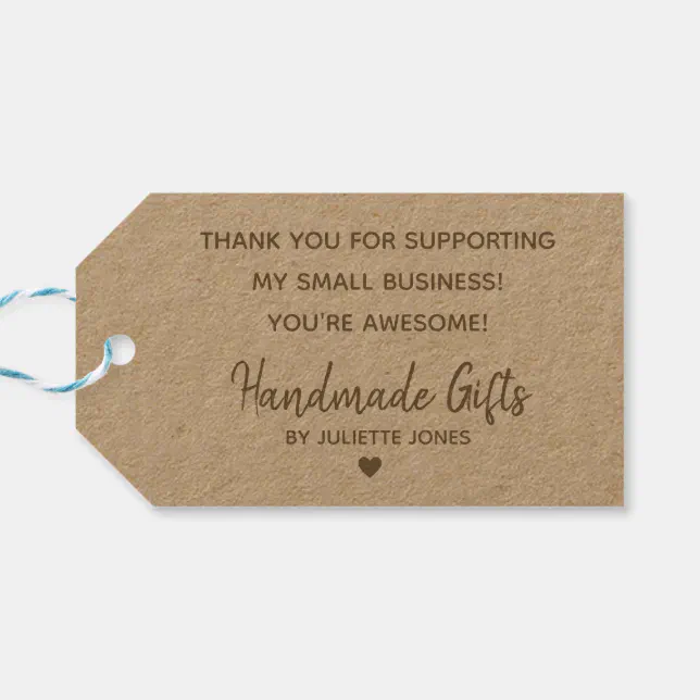 Kraft Paper Simple Plain Handmade Gifts Signature Gift Tags | Zazzle