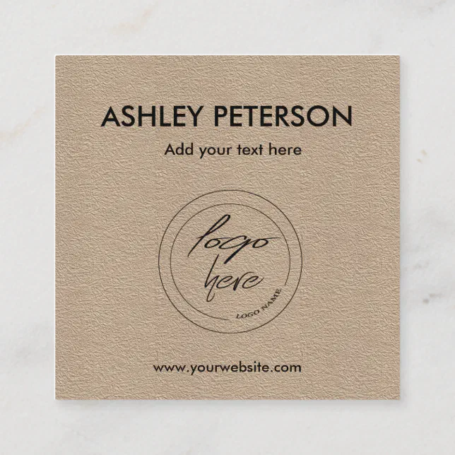 Kraft Paper | Social Media Icons Custom Logo Busi Square Business Card ...