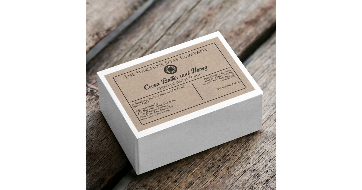 Kraft paper style soap packaging label with logo | Zazzle