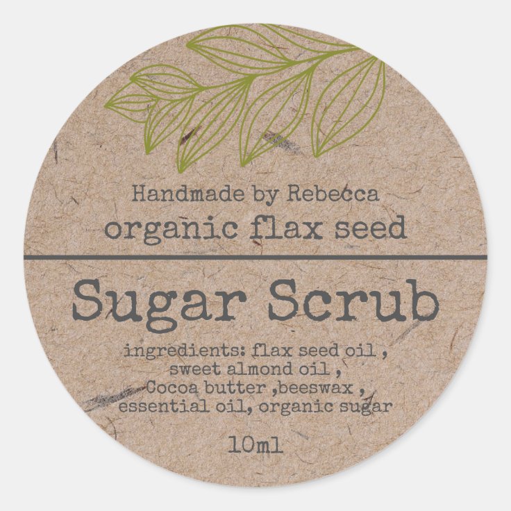 Kraft paper Sugar Scrub Label | Zazzle