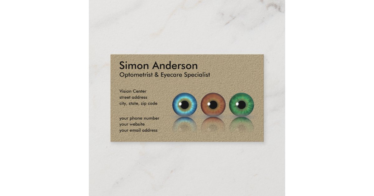 Kraft Professional Optometrist Eyeballs Optometry Business Card | Zazzle