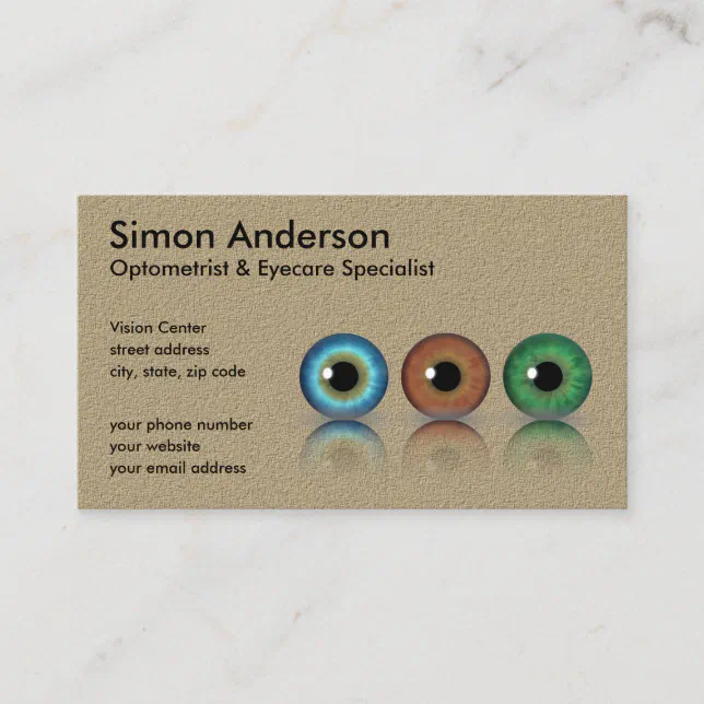 Kraft Professional Optometrist Eyeballs Optometry Business Card | Zazzle