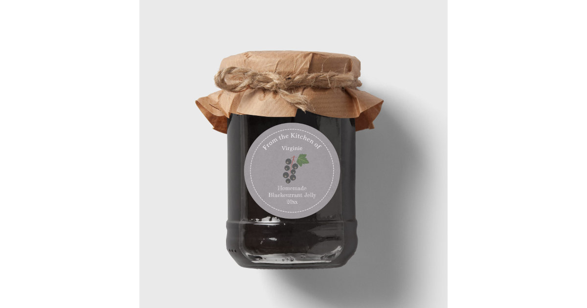 Kraft & Rustic Blackcurrant Jelly Label Sticker | Zazzle