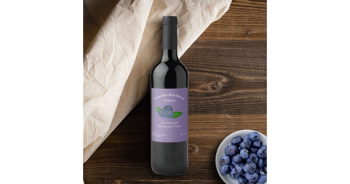 Kraft & Rustic Blueberry Wine Bottle Label Sticker | Zazzle