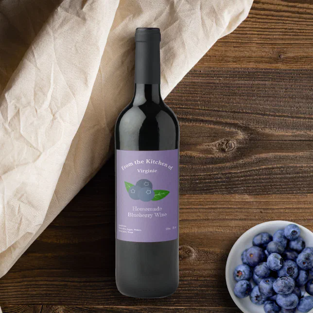 Kraft & Rustic Blueberry Wine Bottle Label Sticker | Zazzle