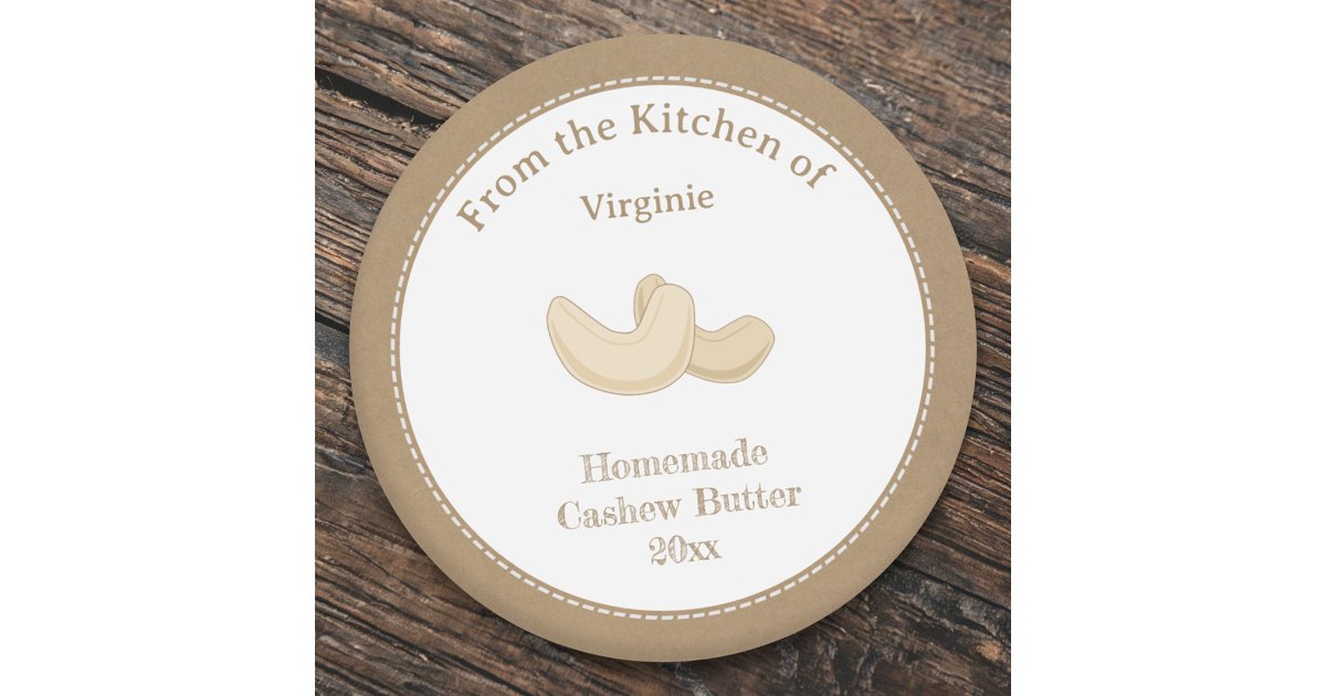 Kraft & Rustic Cashew Butter Label Sticker | Zazzle