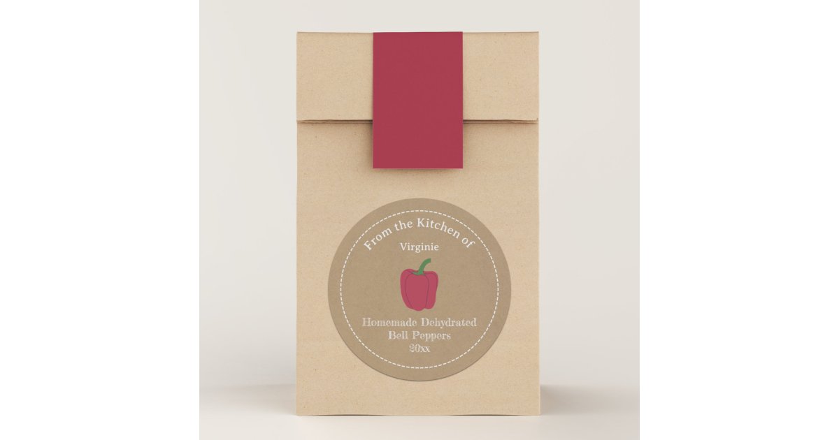 Kraft Rustic Dehydrated Bell Peppers Label Sticker | Zazzle