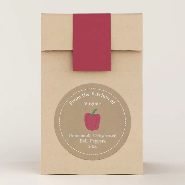 Kraft Rustic Dehydrated Bell Peppers Label Sticker | Zazzle