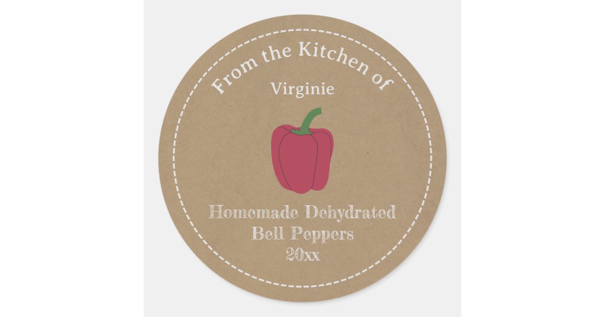 Kraft Rustic Dehydrated Bell Peppers Label Sticker | Zazzle
