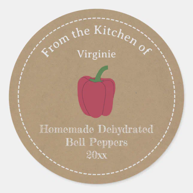 Kraft Rustic Dehydrated Bell Peppers Label Sticker | Zazzle