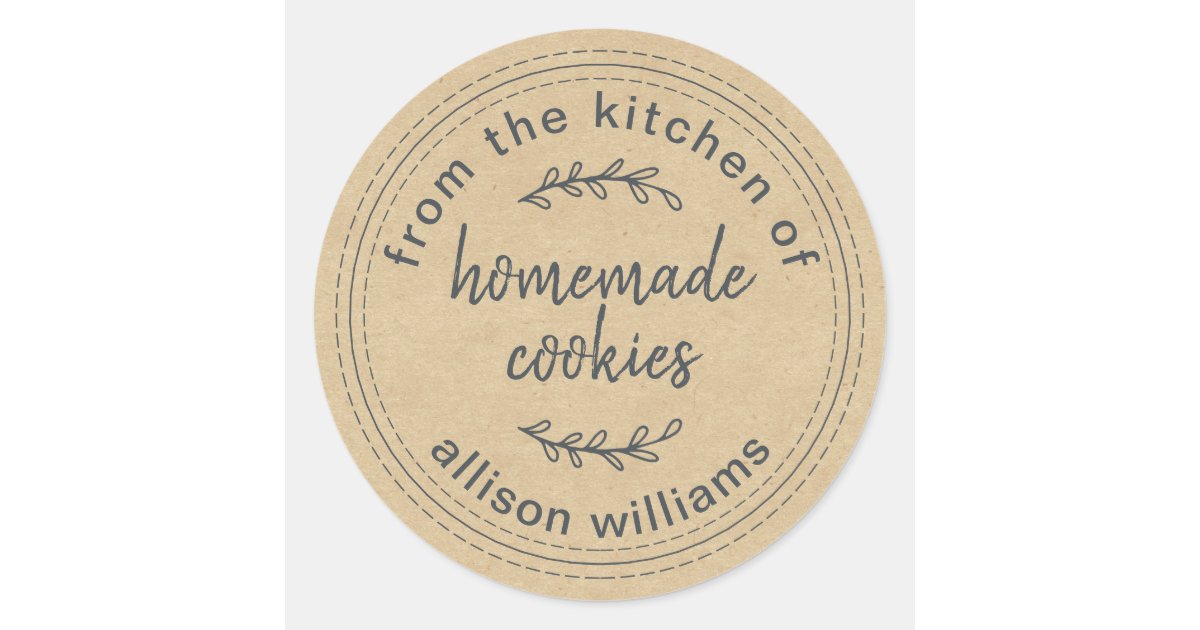 Kraft Rustic Homemade Cookies Label | Zazzle
