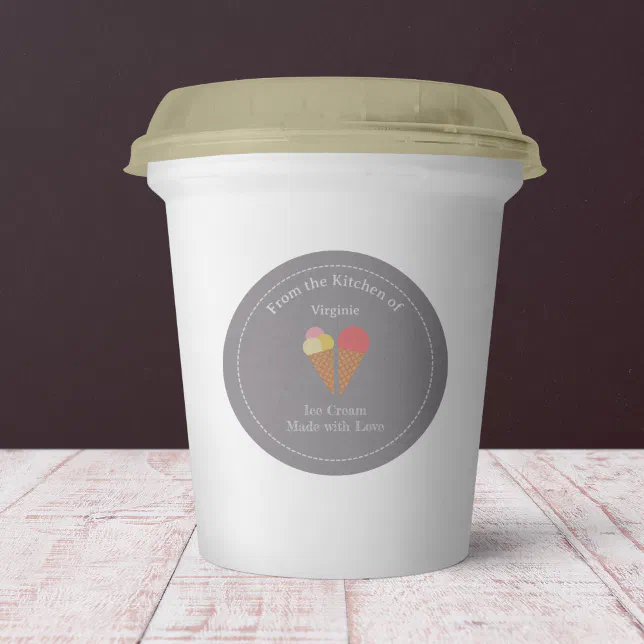 Kraft & Rustic Ice Cream Label Sticker | Zazzle