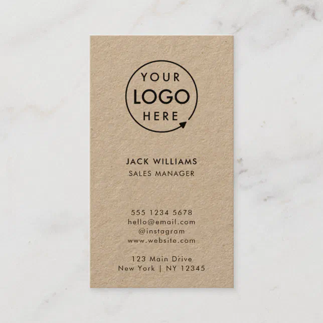 Kraft Rustic Logo | Vertical Informal Company Business Card | Zazzle