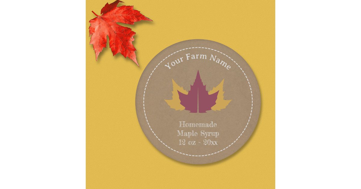 Kraft & Rustic Maple Syrup Label Sticker | Zazzle