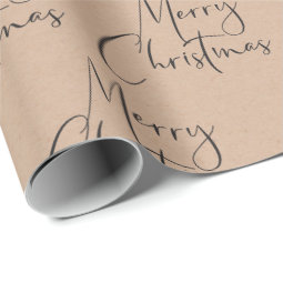 Kraft Rustic Merry Christmas Script Wrapping Paper | Zazzle