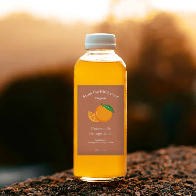 Kraft & Rustic Orange Juice Bottle Label Sticker | Zazzle