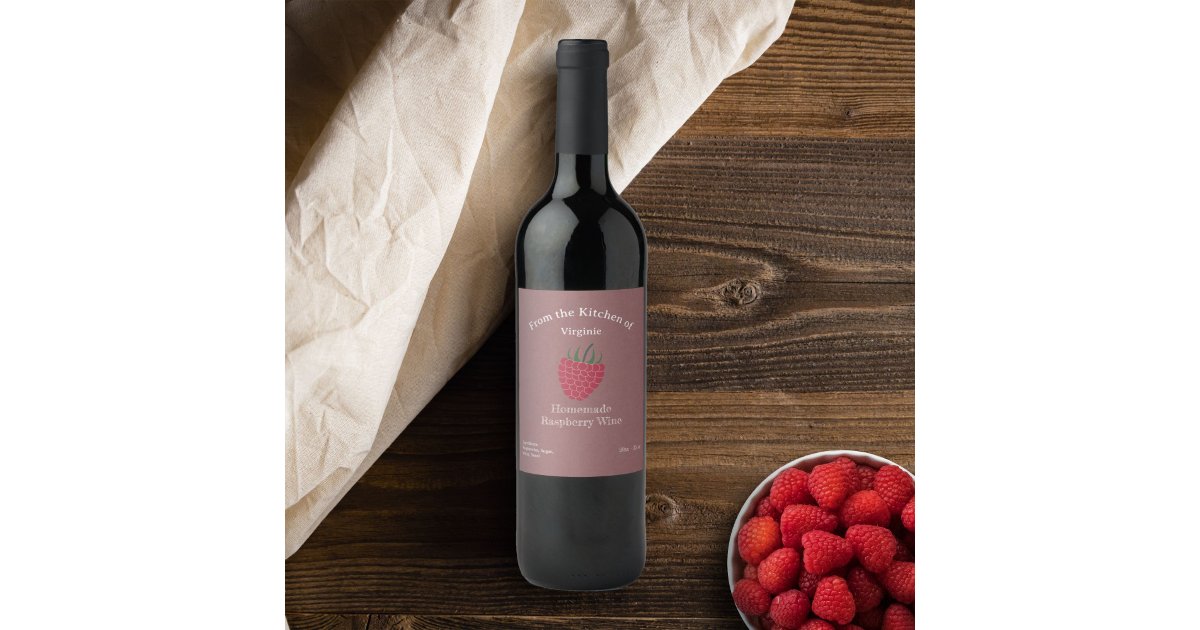 Kraft & Rustic Raspberry Wine Bottle Label Sticker | Zazzle