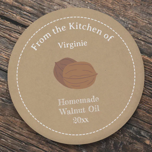Kraft & Rustic Walnut Oil Label Sticker | Zazzle