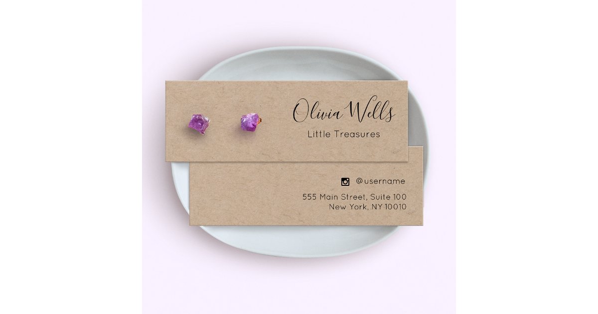 Kraft Script Stud Earring Jewelry Display Card | Zazzle