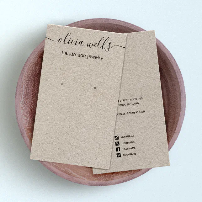 Kraft Signature Script Earring Display Business Ca Card | Zazzle