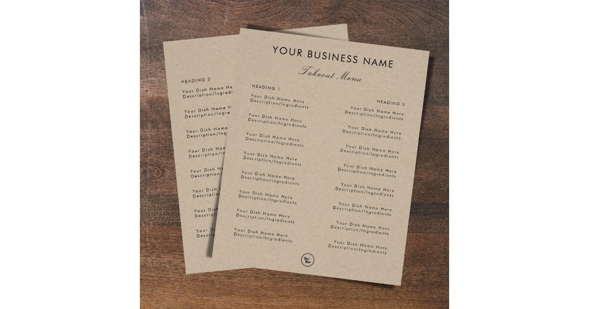 Kraft Style Elegant Restaurant Takeout Menu & Logo Flyer | Zazzle