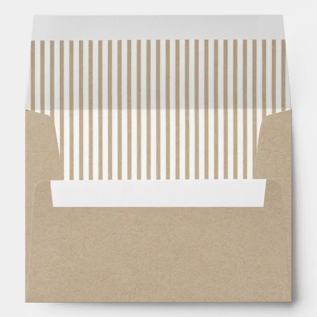Kraft Style Paper and White Stripes Envelope | Zazzle