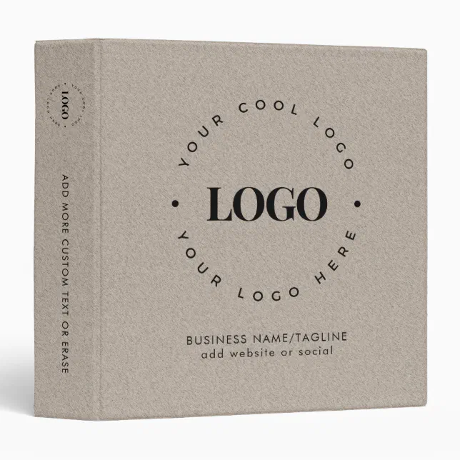 Kraft Style Rustic Business Company Custom Logo 3 Ring Binder | Zazzle