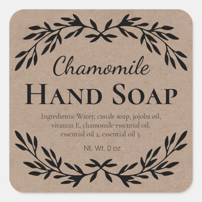 Kraft Vintage DIY Liquid Hand Soap Square Sticker | Zazzle