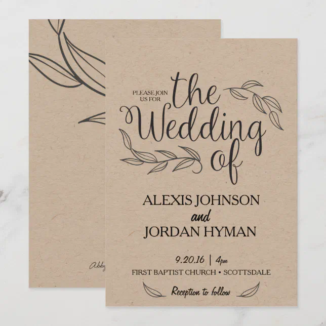 Kraft Wedding Invitation | Zazzle